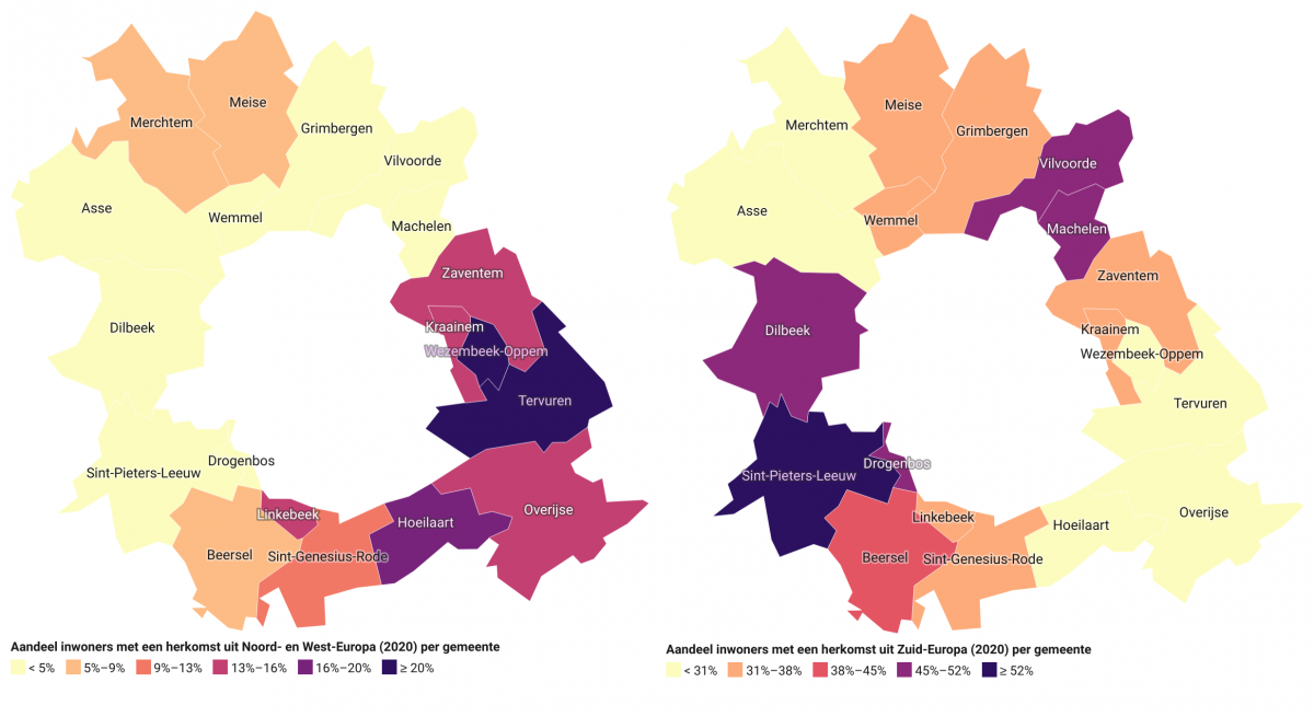 Evolutie van inwoners met een niet-Belgische herkomst naar herkomstland ...