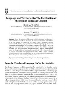 Language and territoriality: The pacification of the Belgian language ...